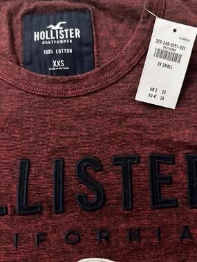 Hollister | Shirts | Hollister Maroon Heather Crewneck With Navy ...